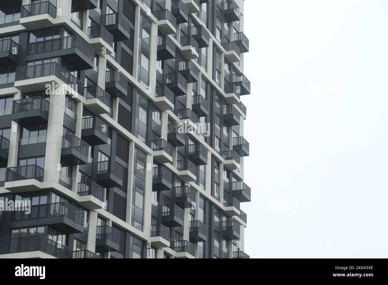 Facade of modern architecture residential building in cloudy weather ...