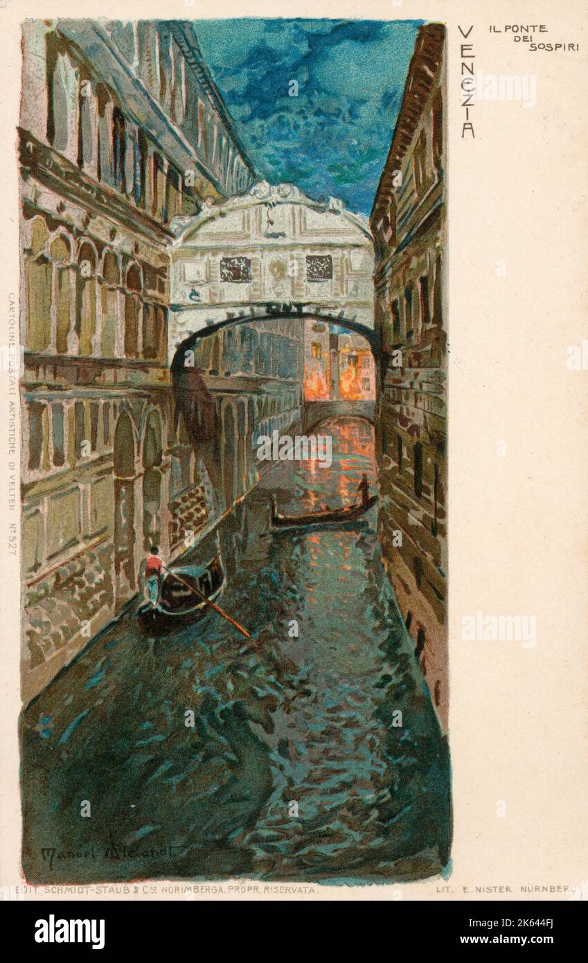 The Bridge of Sighs, Venice, Italy. The enclosed bridge is made of ...