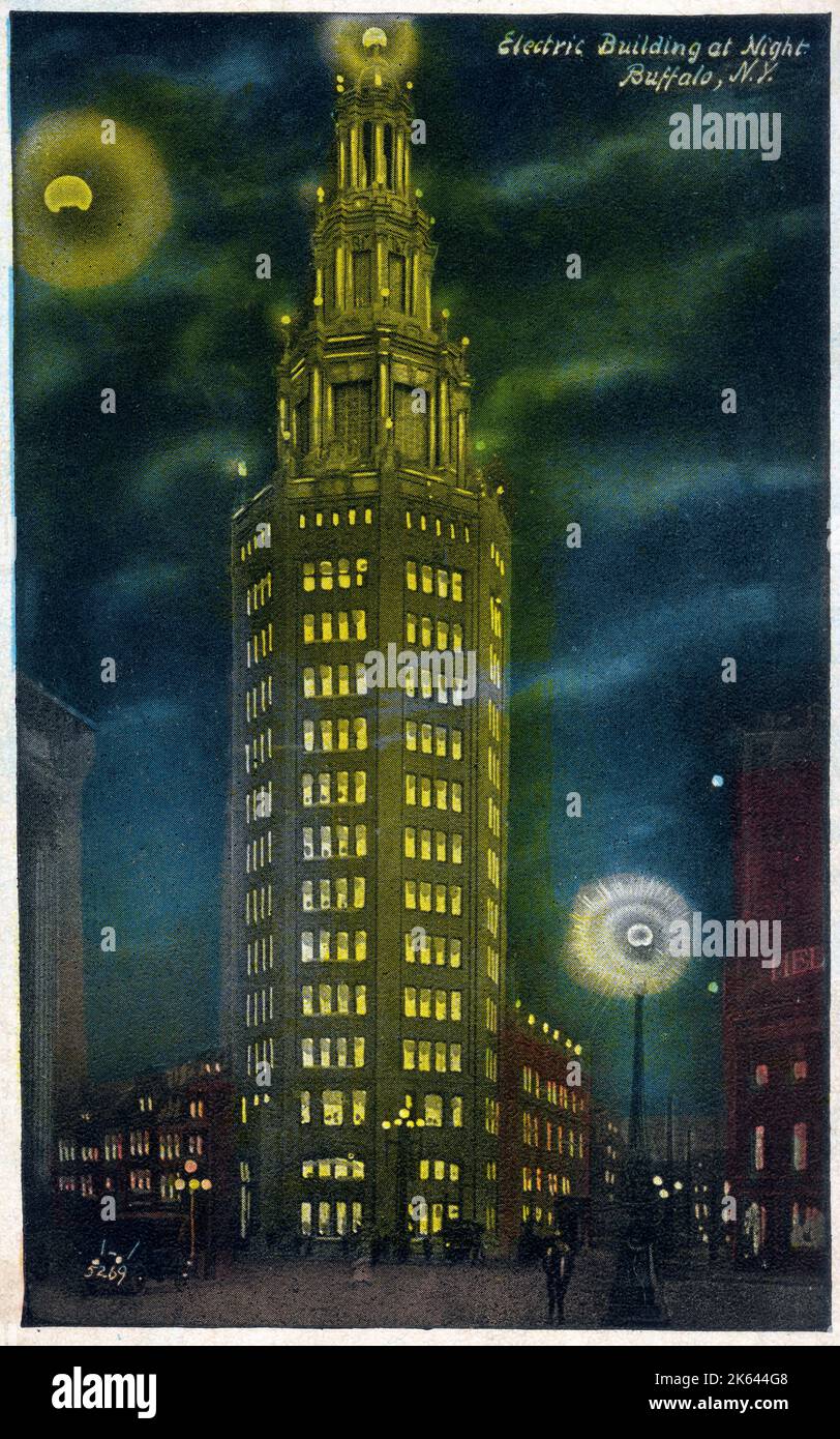 Electric Building at Night - Buffalo, NY, USA Stock Photo - Alamy