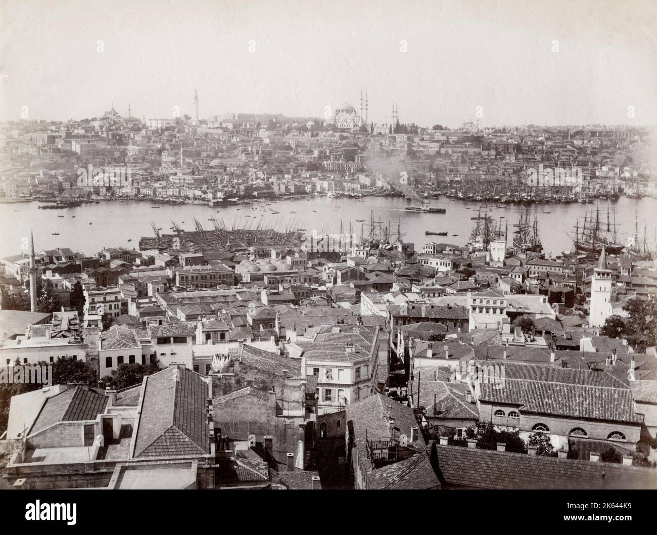 Vintage 19th century photograph - panoramic view of the city of ...