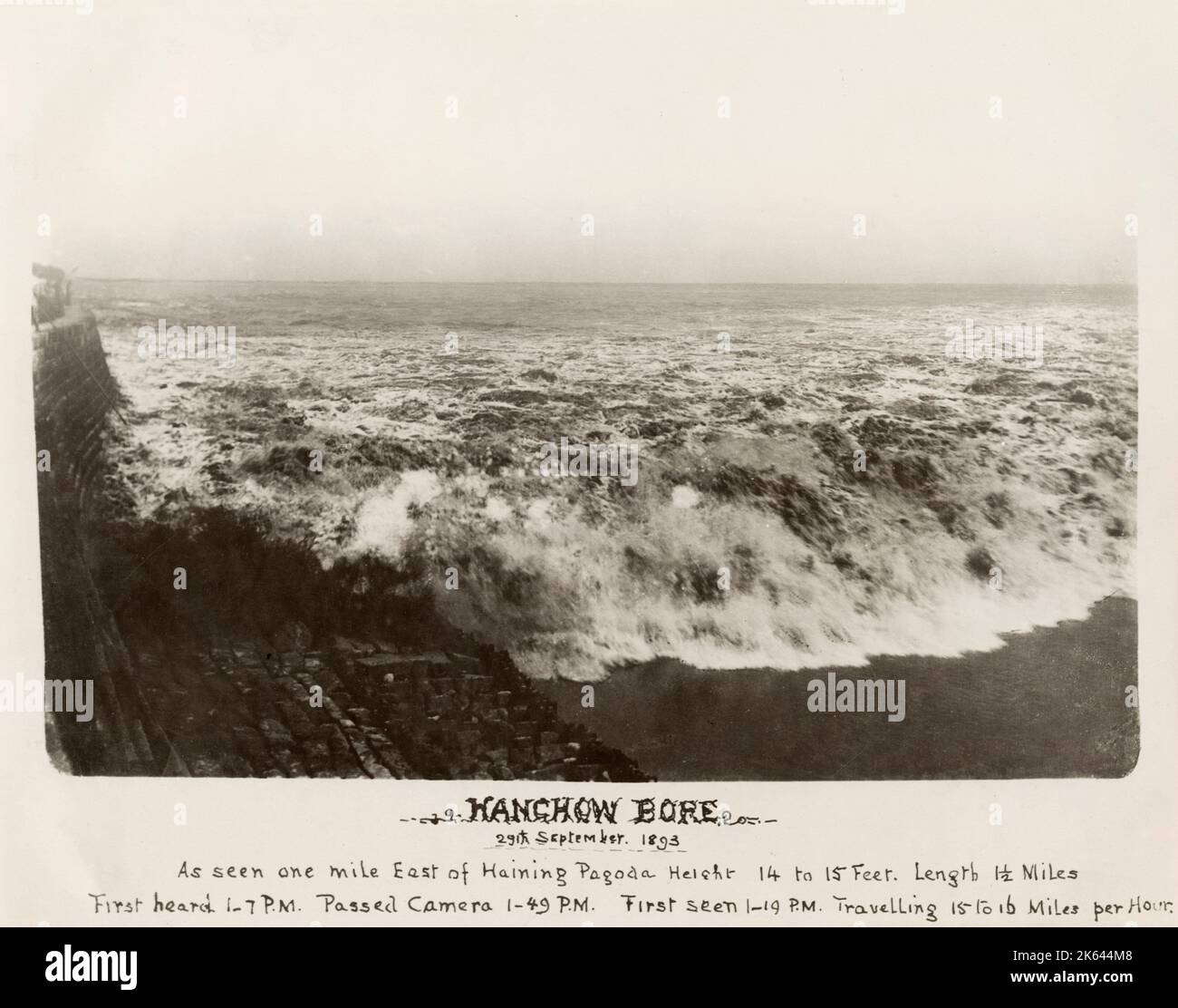 19th century vintage photograph: The Hangchow Bore, China 1893. The ...