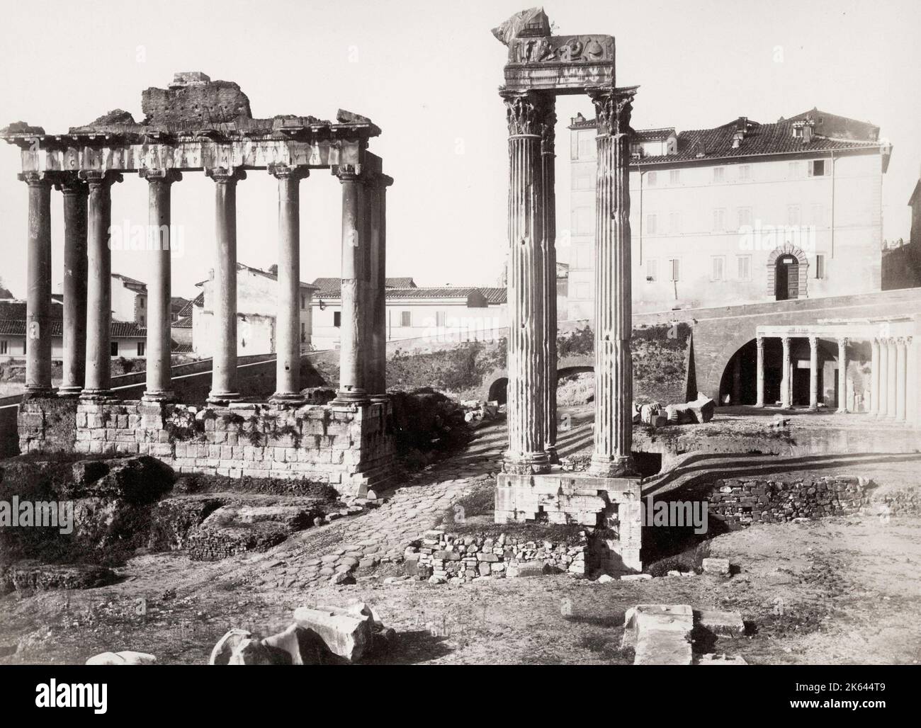 Vintage 19th century photograph: The Temple of Saturn was an ancient ...