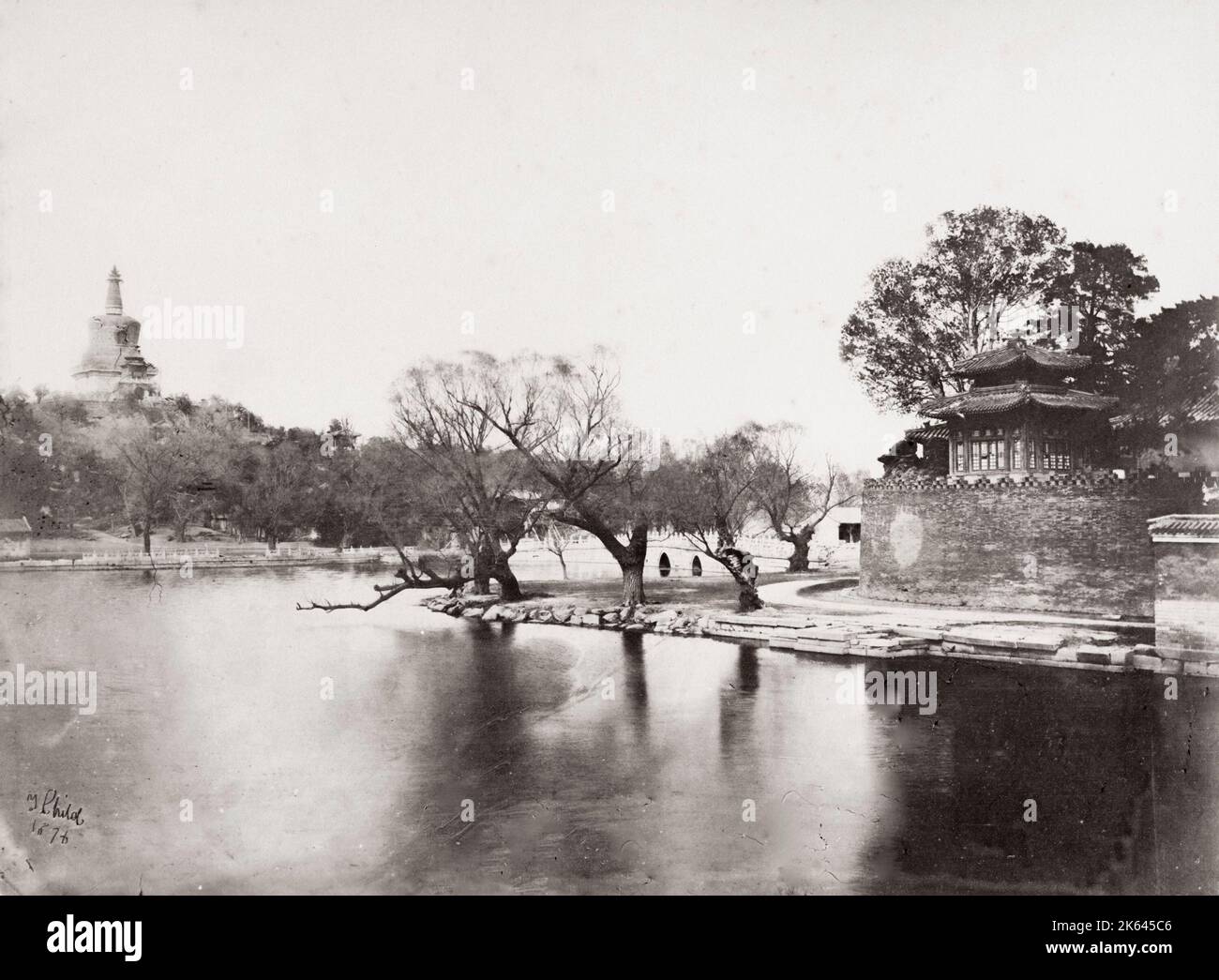 19th century vintage photograph: view from the marble bridge, Imperial ...