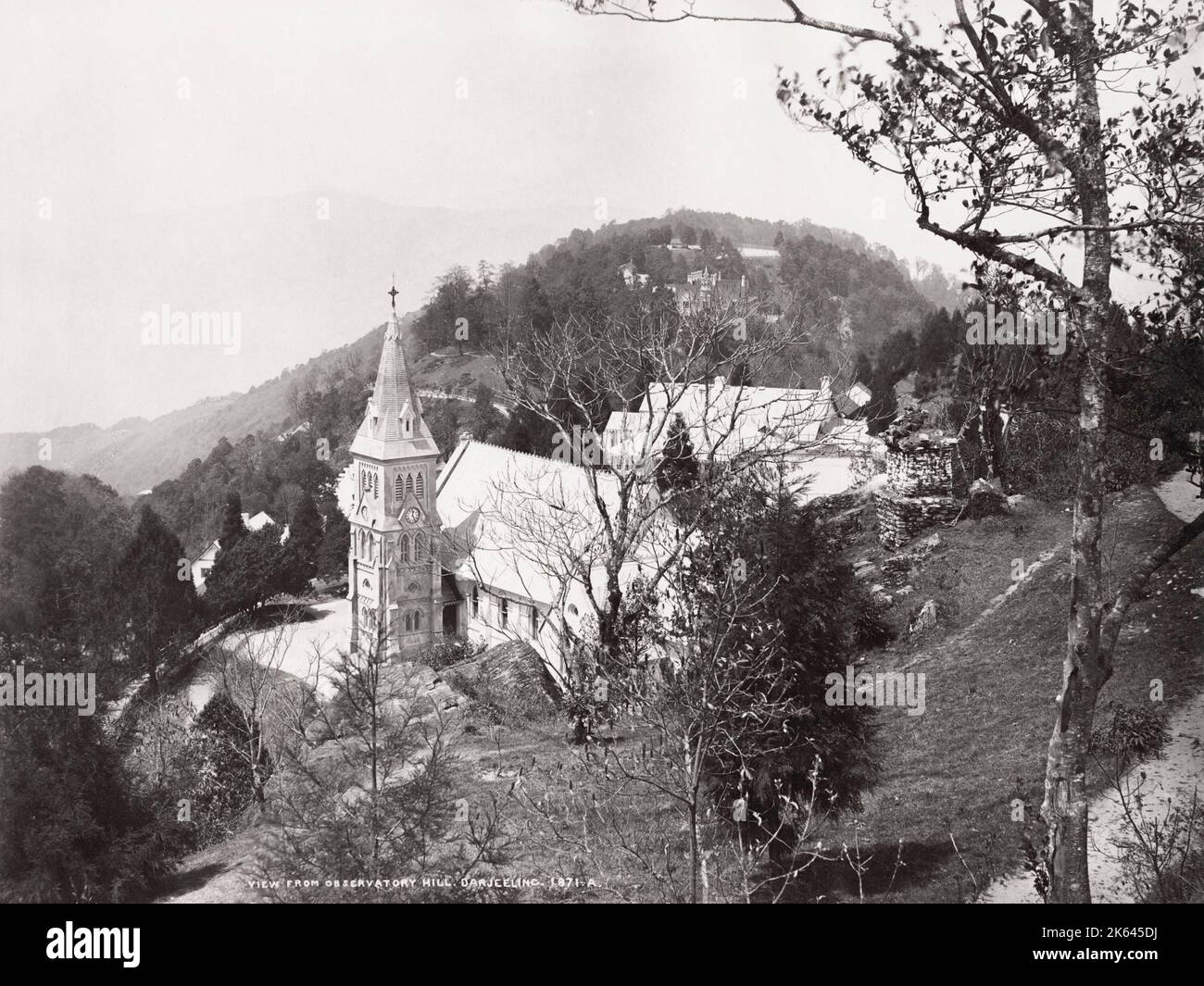 19th century vintage photograph: view of the church from Observatory ...
