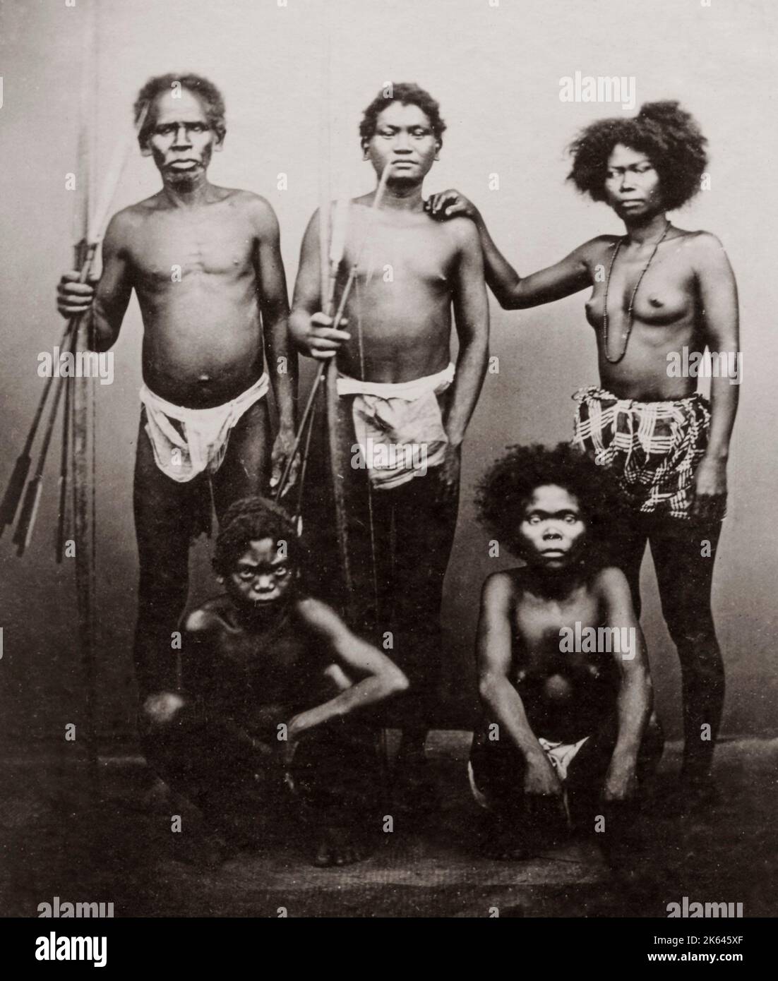 c.1890s South East Asia - native tribal group with weapons, probably ...