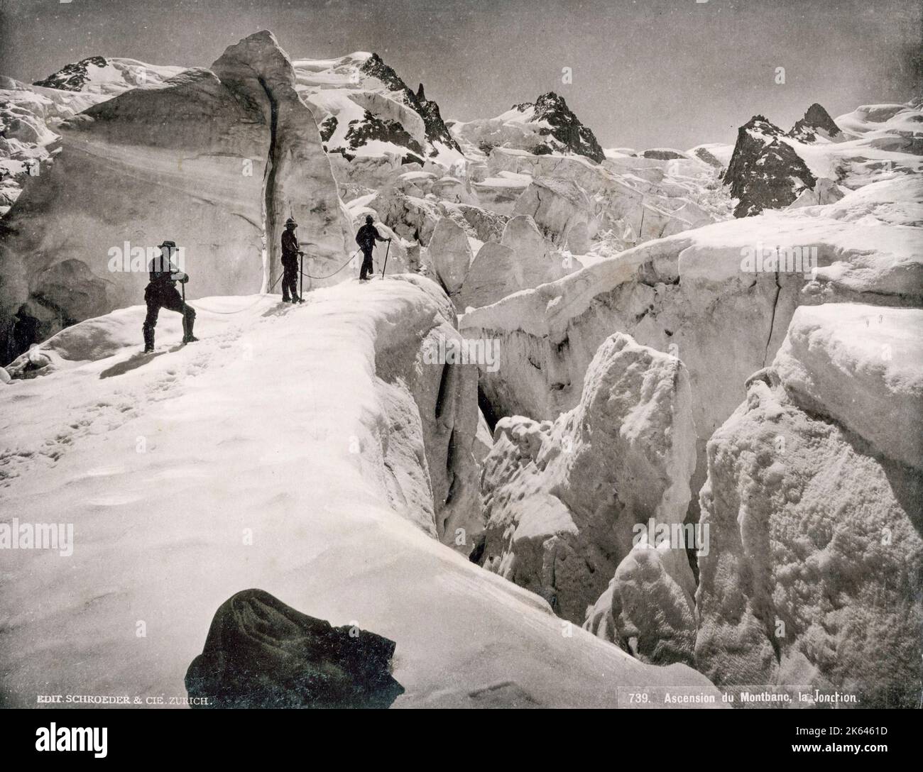 Vintage 19th century photograph - climbing Mont Blanc, Alps Stock Photo ...