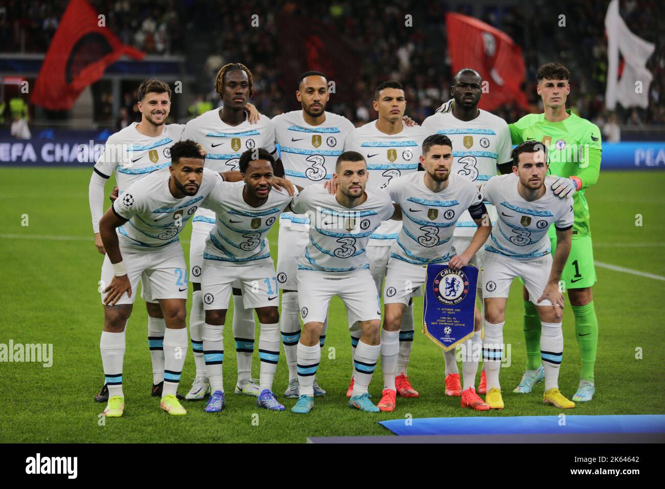 Milan, Italy. 11th Oct, 2022. Chelsea Fc tema picture during the UEFA ...