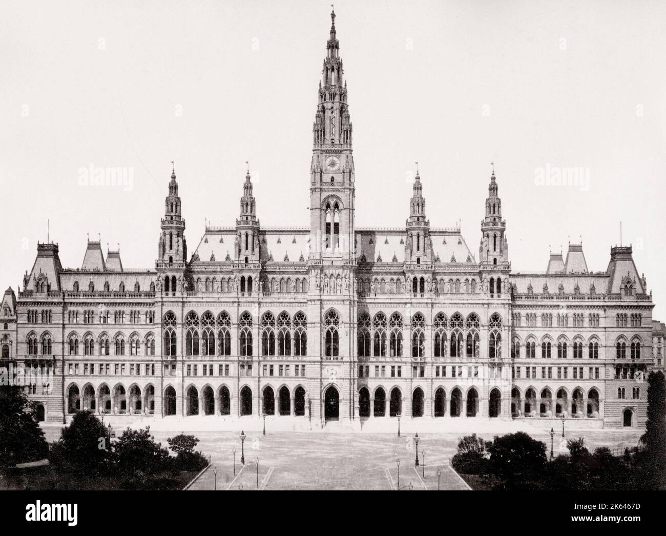 19th century vintage photograph: Rathaus, Vienna City Hall is the seat ...