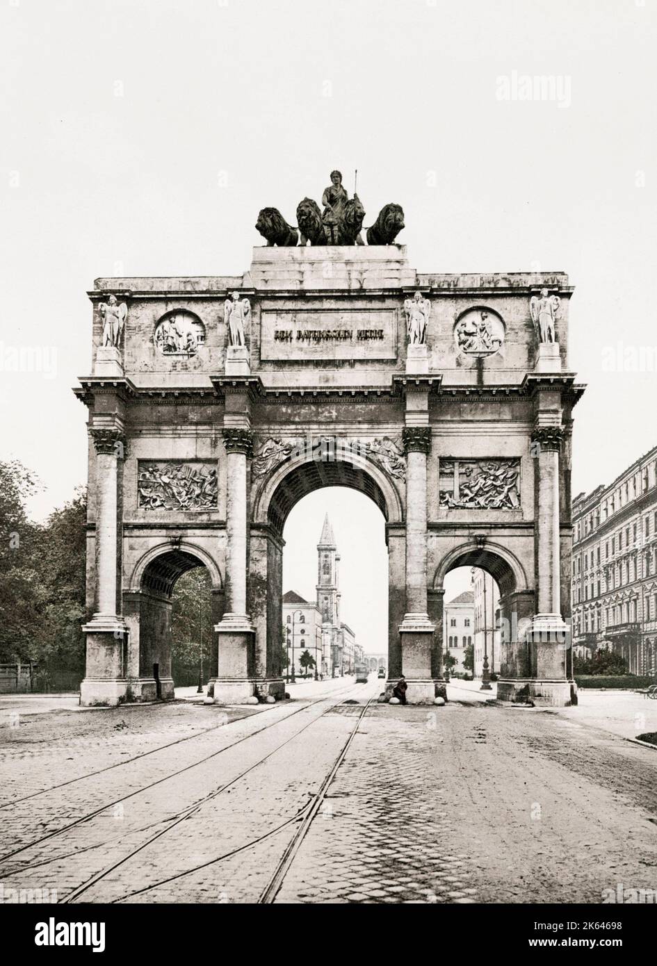 19th century vintage photograph: The Siegestor in Munich is a three ...