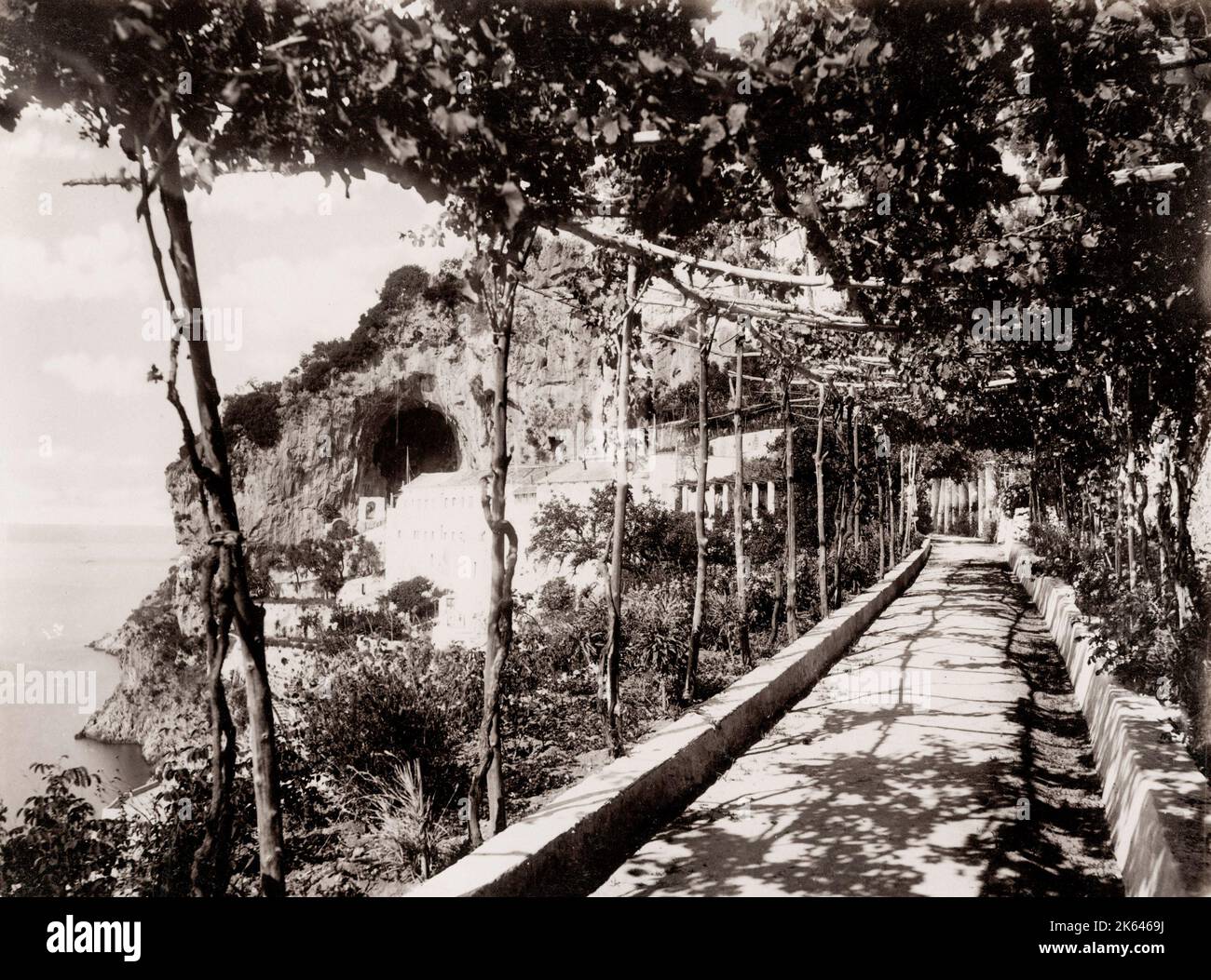 19th century vintage photograph: balcony of the Capuchin Monastery ...