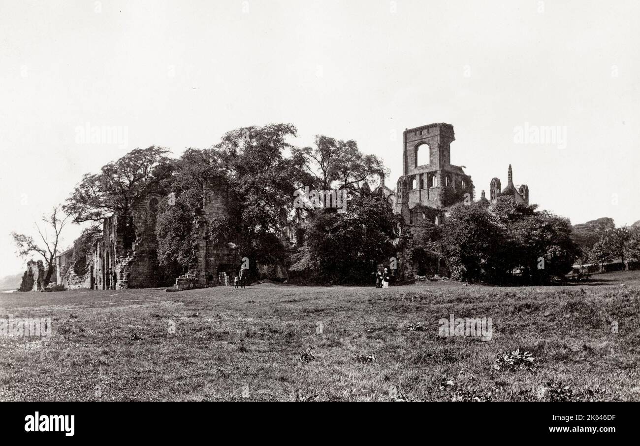 Vintage 19th century photograph: Kirkstall Abbey, Leeds Stock Photo - Alamy