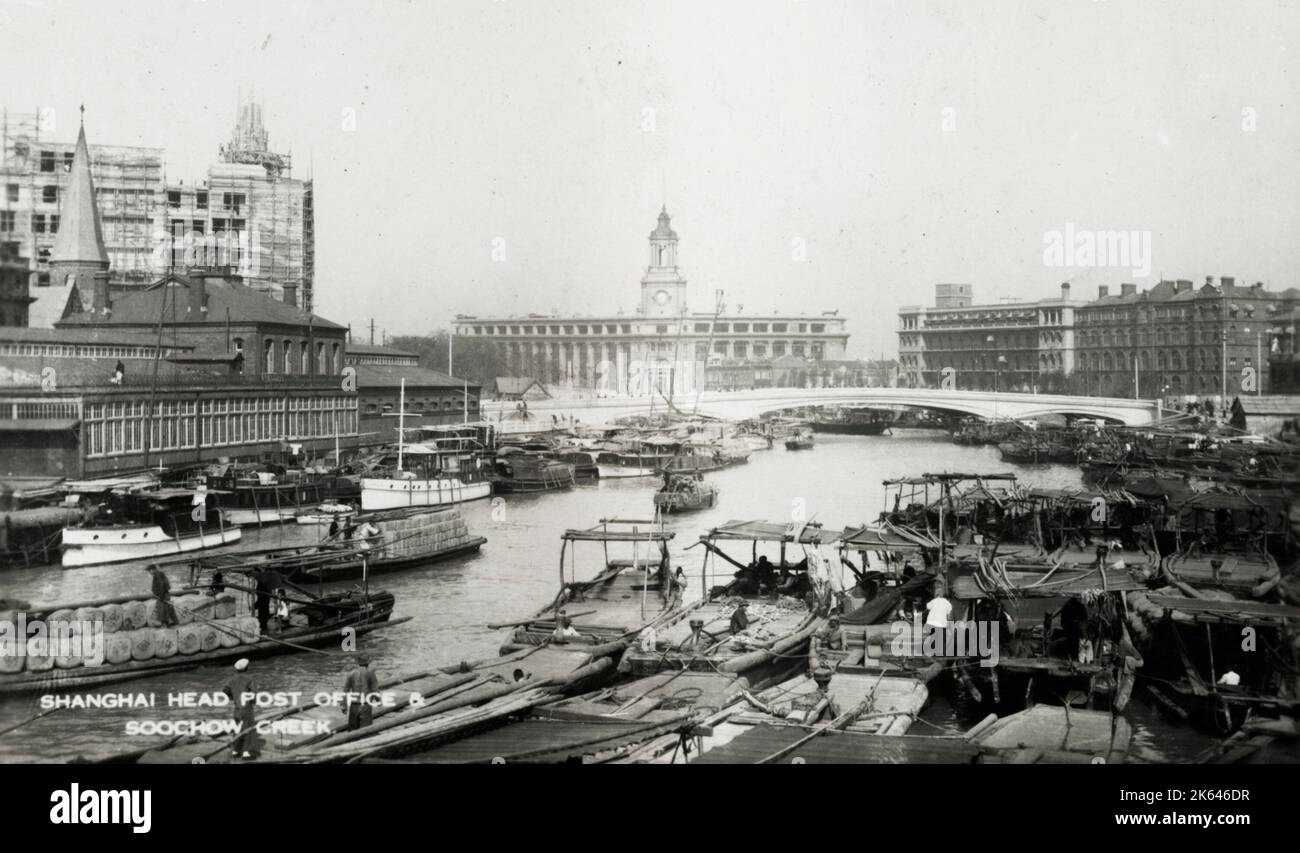 Vintage c.1920's photograph: Shanghai post office and Soochow creek ...