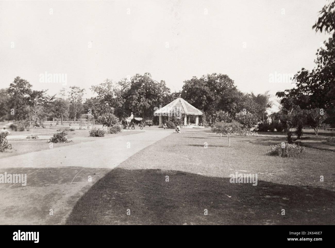 Vintage 19th century photograph: public gardens, Gonda, India Stock ...
