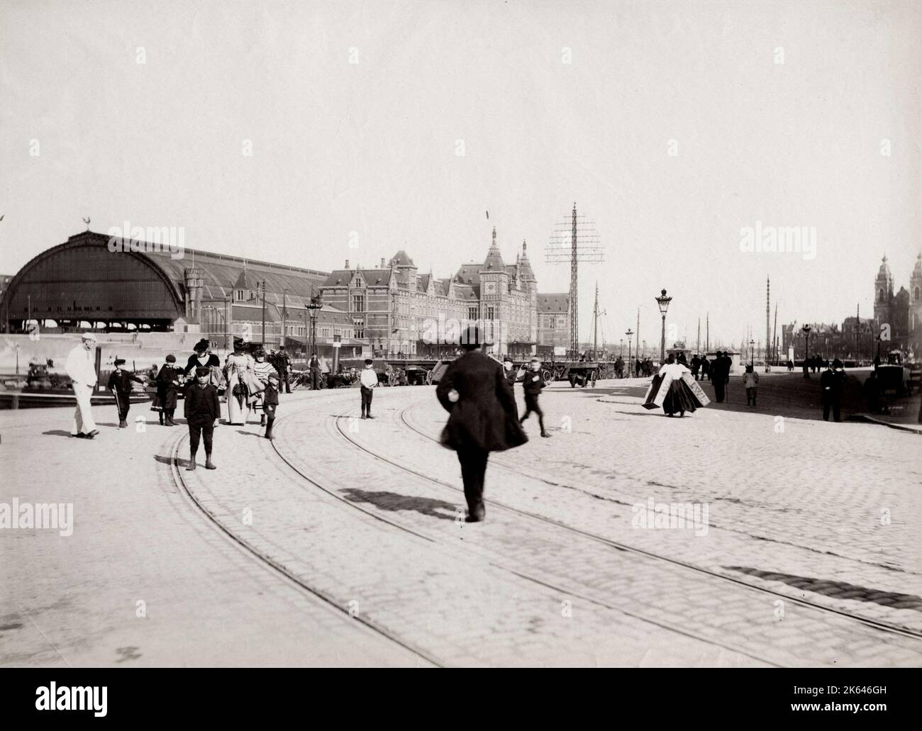 Vintage 19th century photograph: central railway station, Amsterdam ...