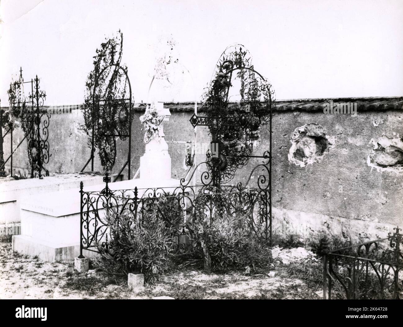 Vintage World War One photograph - WWI: bomb damage in a graveyard ...
