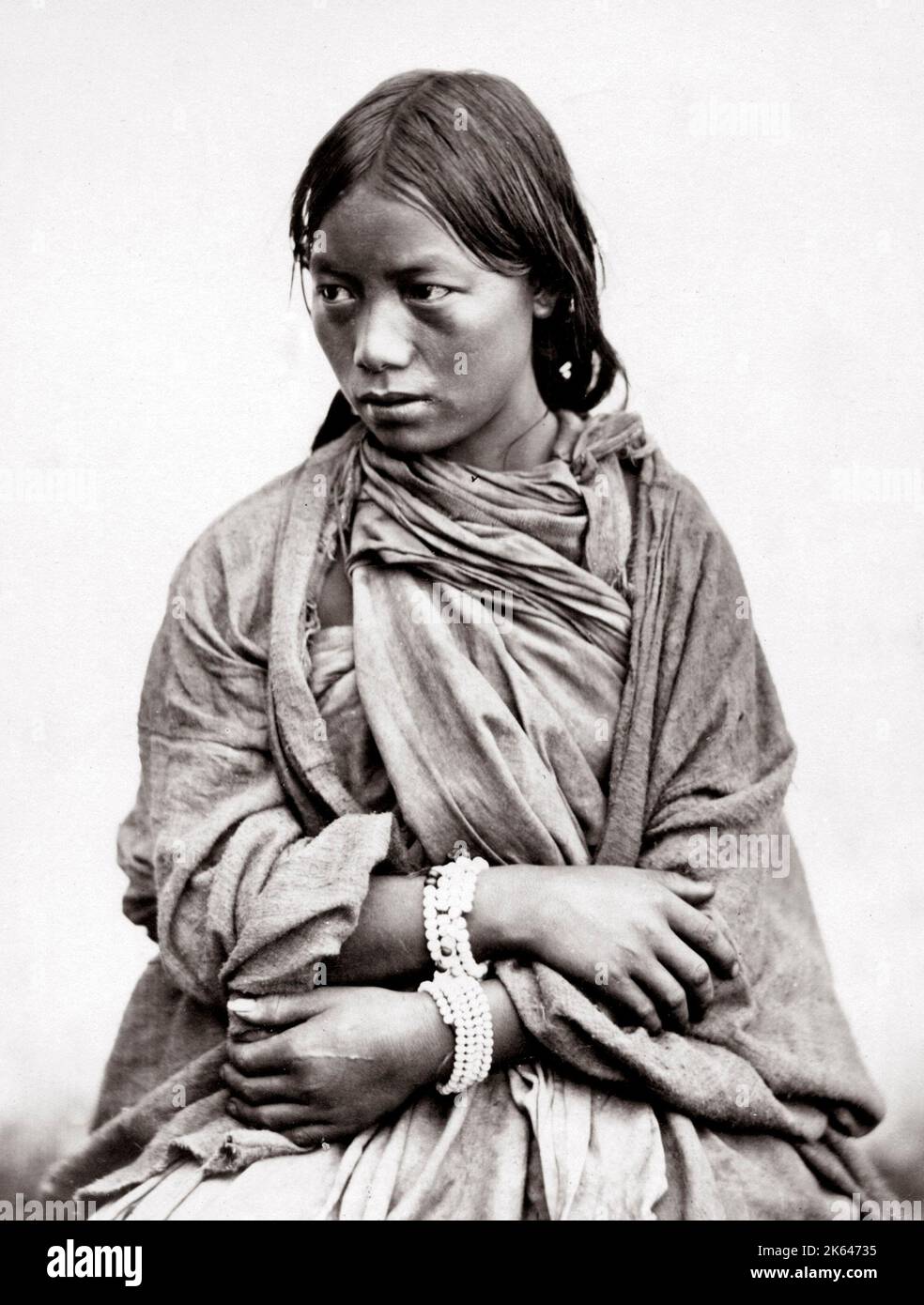 c. 1860s India - Lepcha or Rongkup woman from Sikkim Nepal Bhutan Stock ...