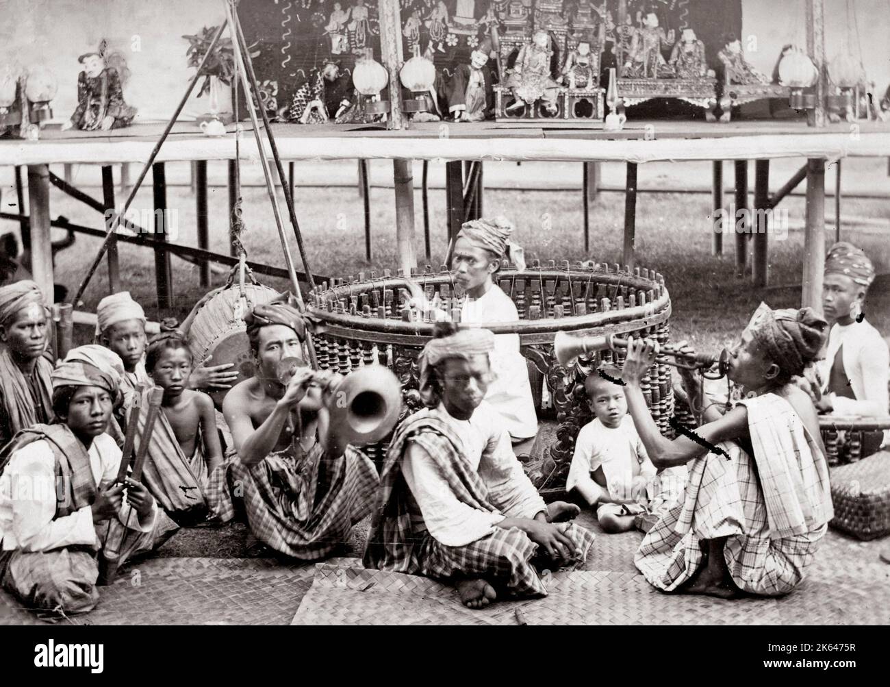 c.1880 South East Asia - marionette show and music band Dutch East ...