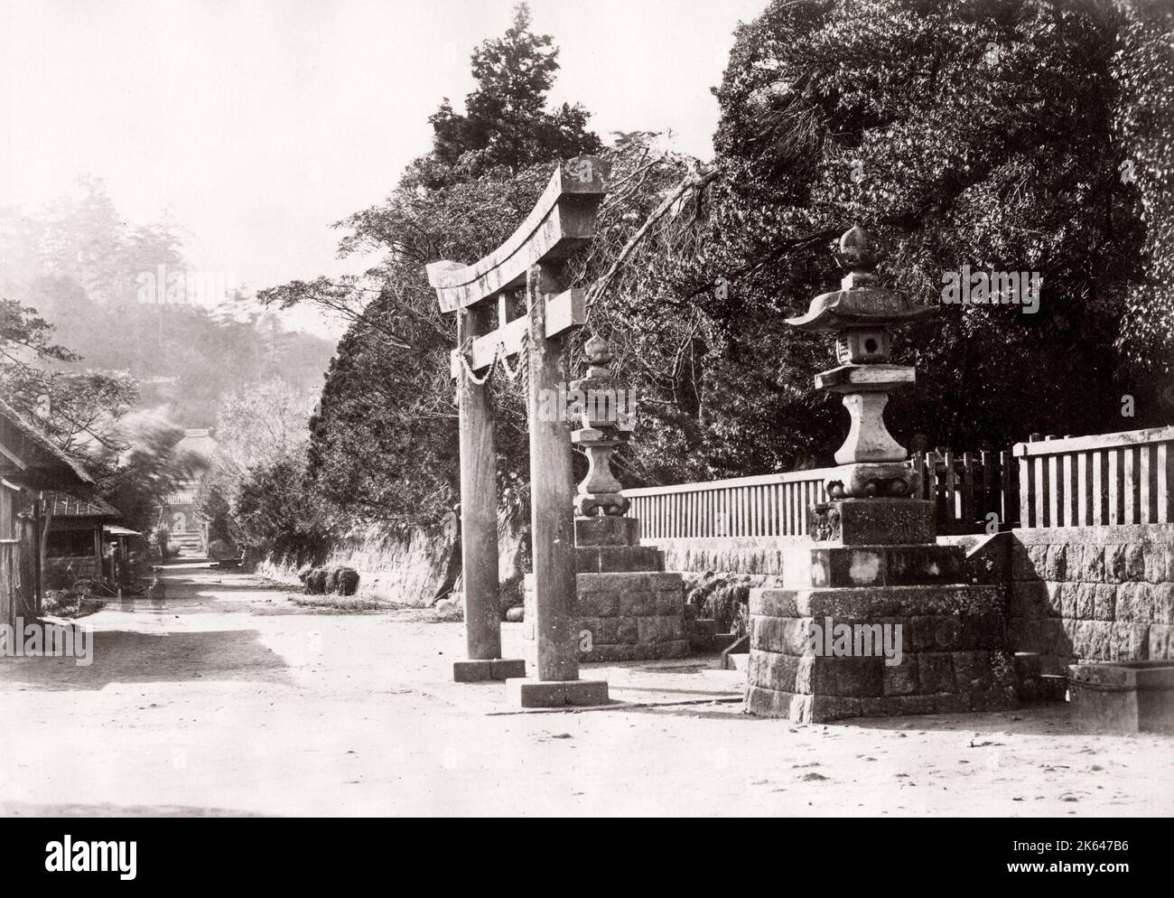 1870's Japan - torii to the temple at Kanazawa - from 'The Far East ...