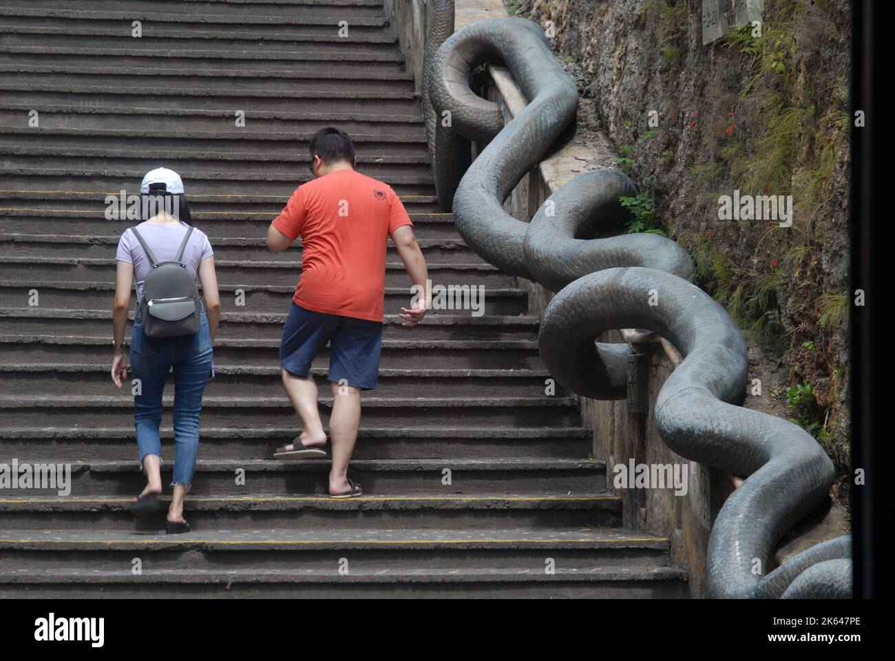 Steps with large snake handrail, Garuda Wisnu Kencana Cultural Park in ...