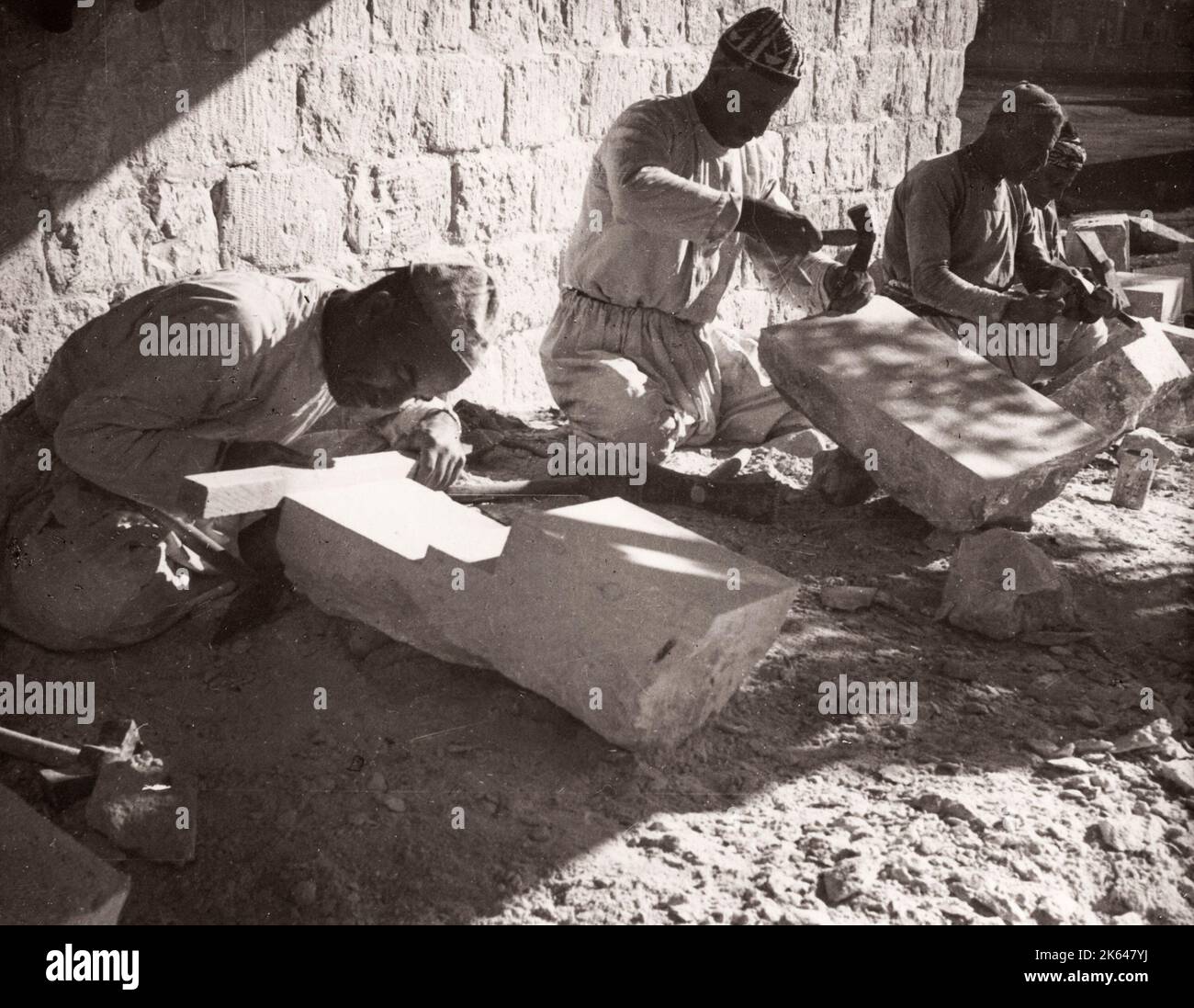 1943 Middle East Syria - scene at Aleppo - stone masons stonemasons ...
