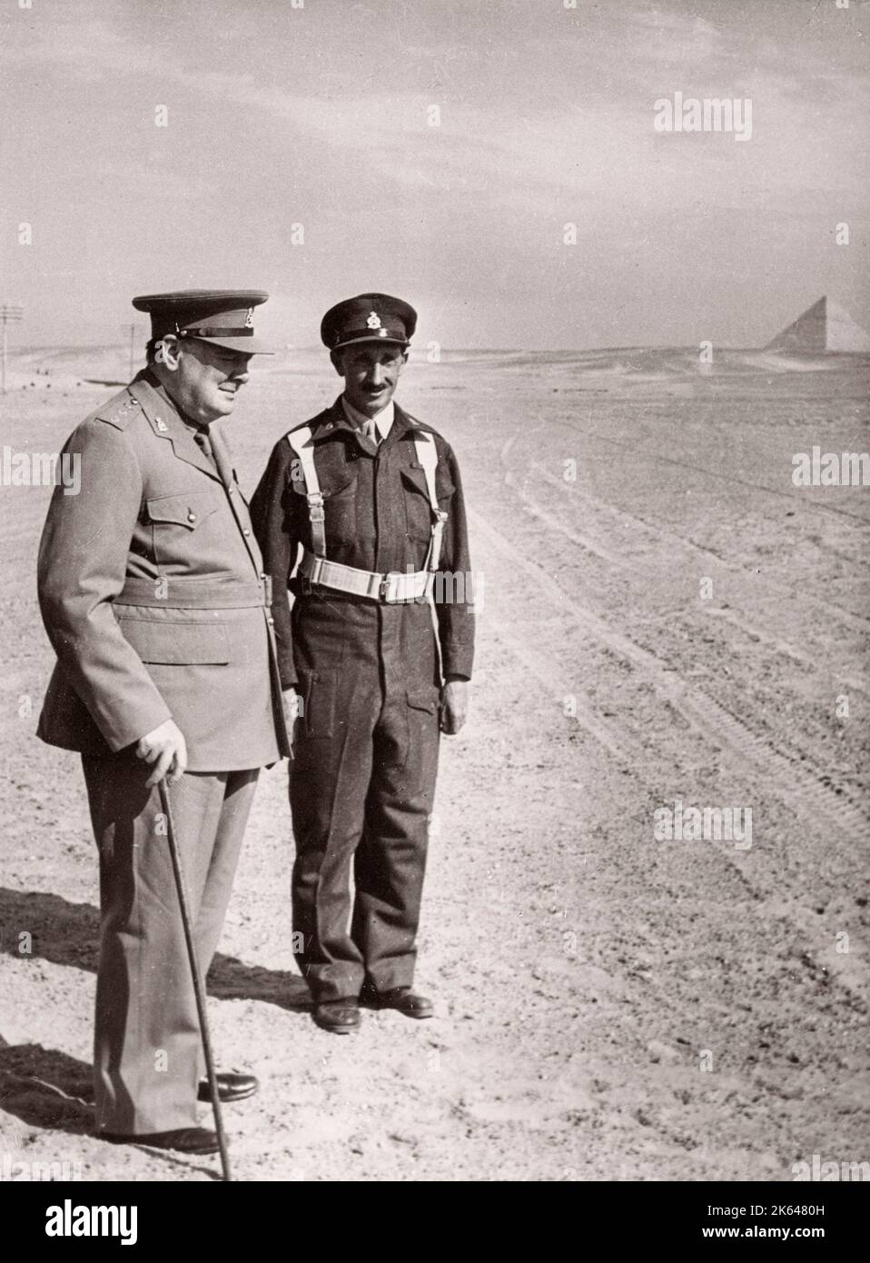 1943 Egypt - British prime minister Winston Churchill reviewing troops ...