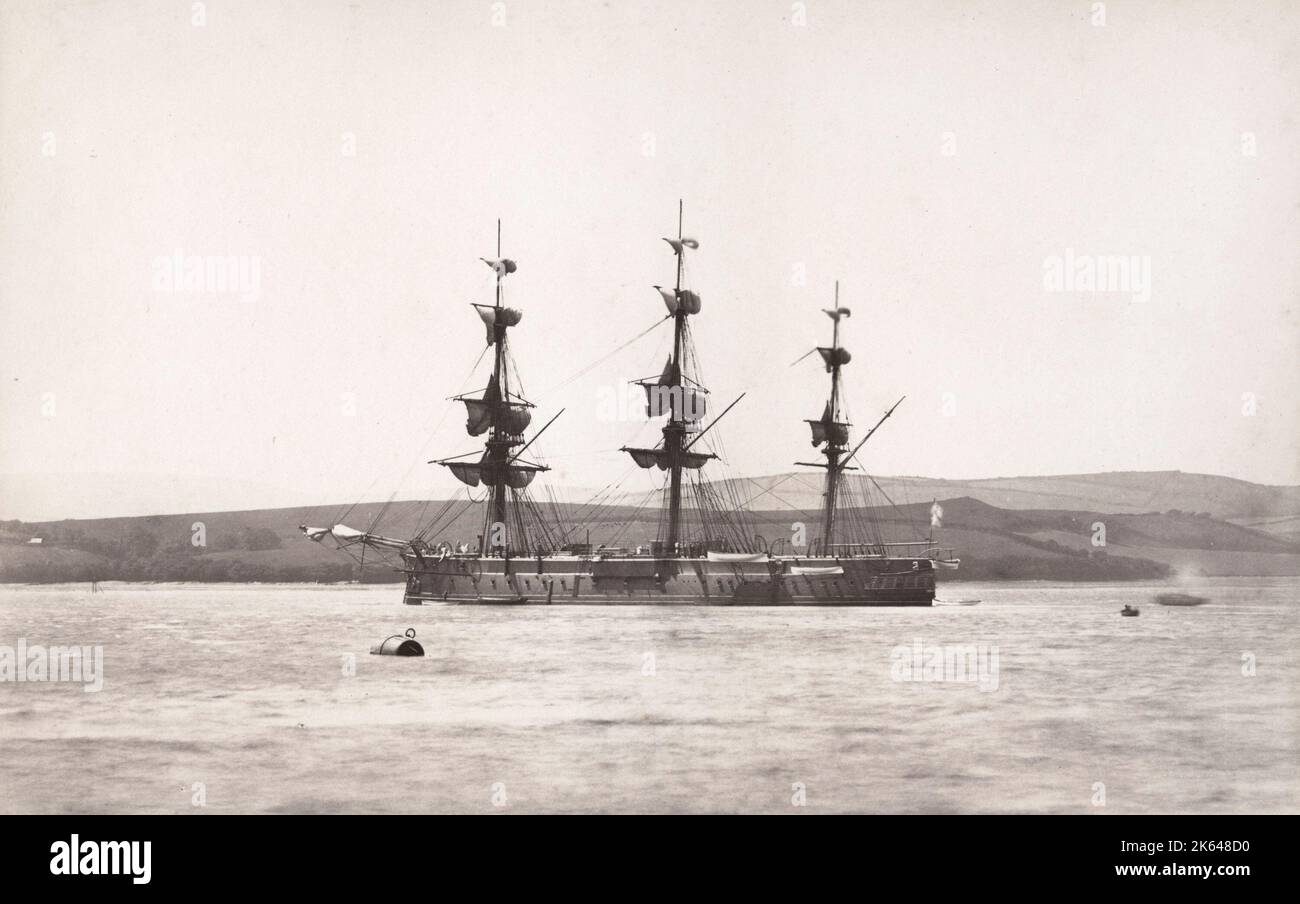 Vintage 19th century photograph: HMS Swiftsure, ironclad battleship ...