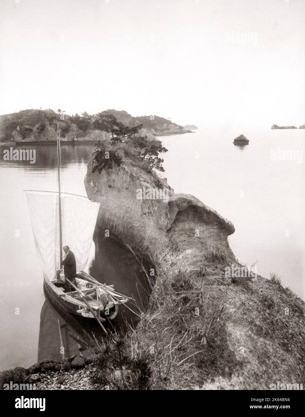 Small boat on Matsushima Inland Sea, Japan, c.1880's Stock Photo - Alamy