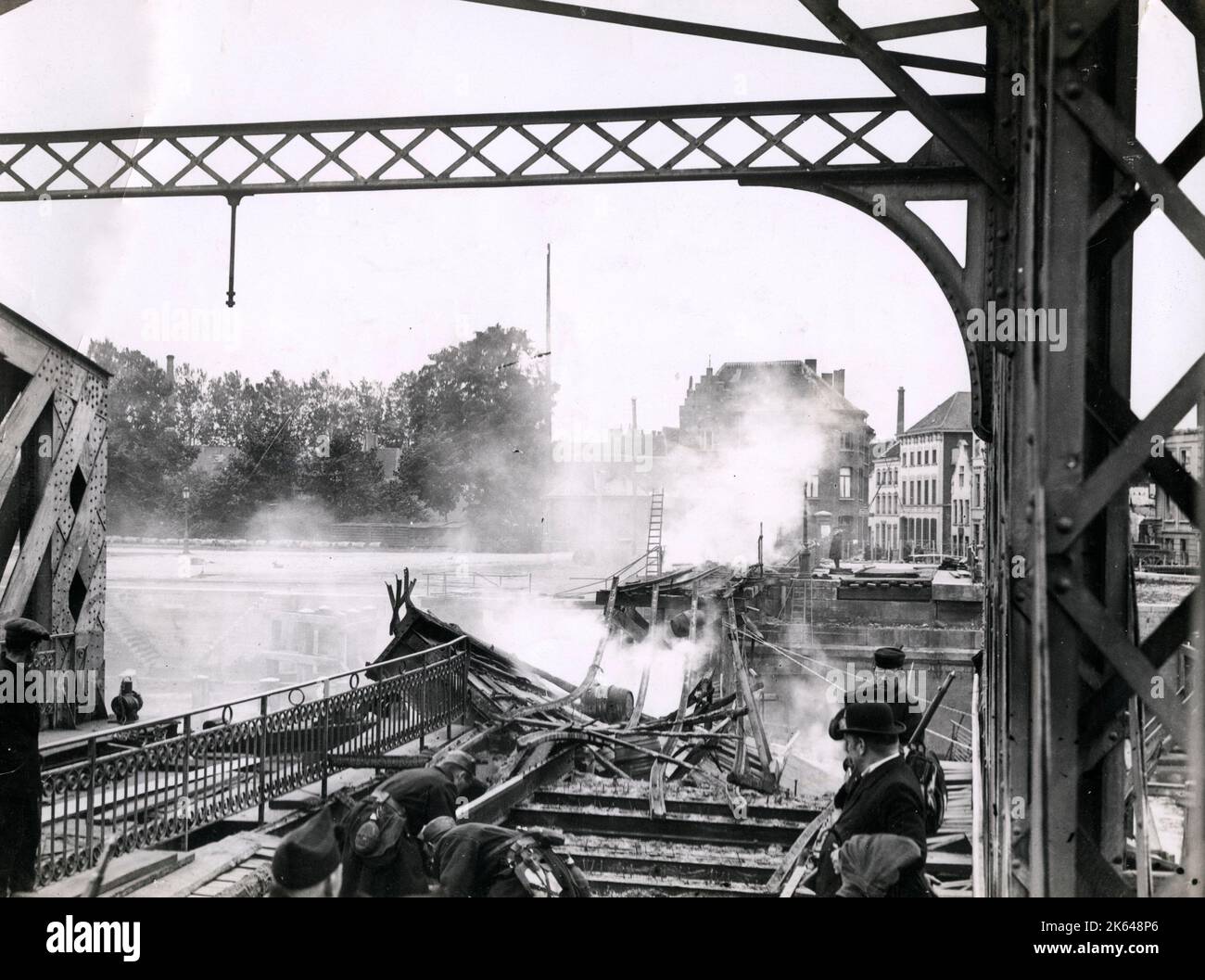 Vintage World War One photograph - WWI: Railway bridge blown up ...