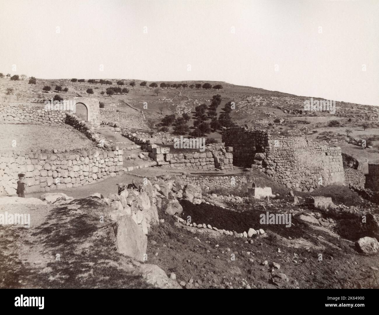 19th century vintage photograph - tomb of Lazarus, Bethany, Holy Land ...