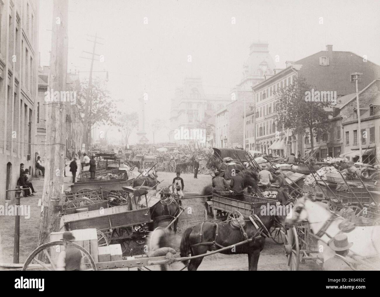 Vintage 19th century photograph: traders with horses and carts in the ...