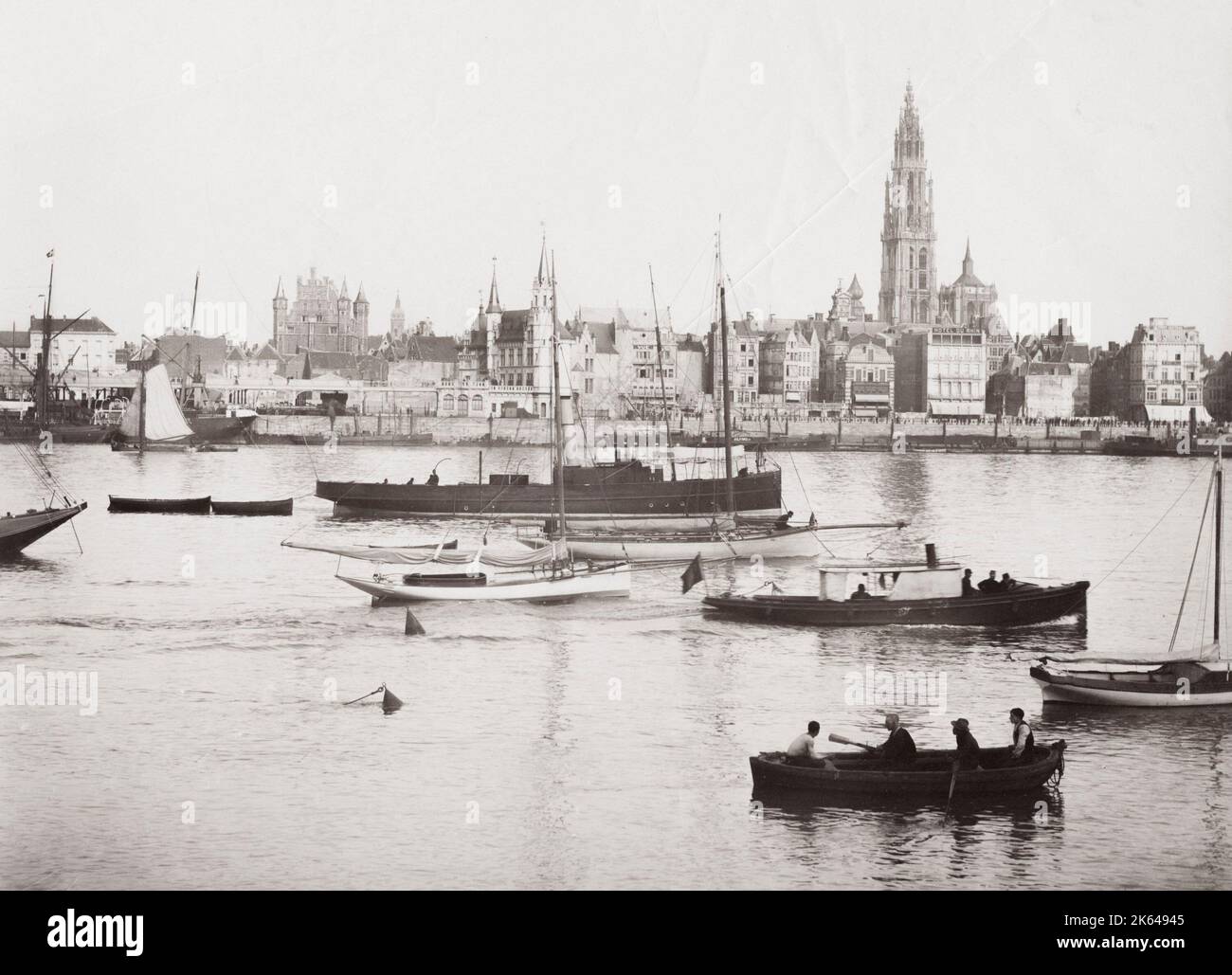 Vintage 19th century photograph: Anvers, Antwerp, Belgium, view of the ...