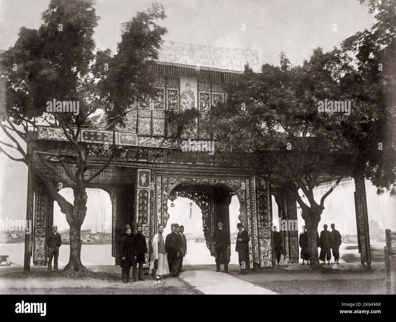 Ceremonial Arch, Canton, China, c.1890's vintage photograph Stock Photo ...