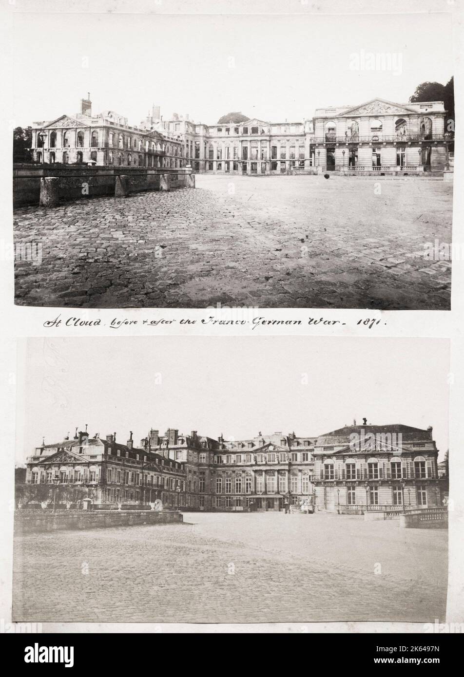 Vintage 19th century photograph: Ruins of the Palace of St Cloud ...
