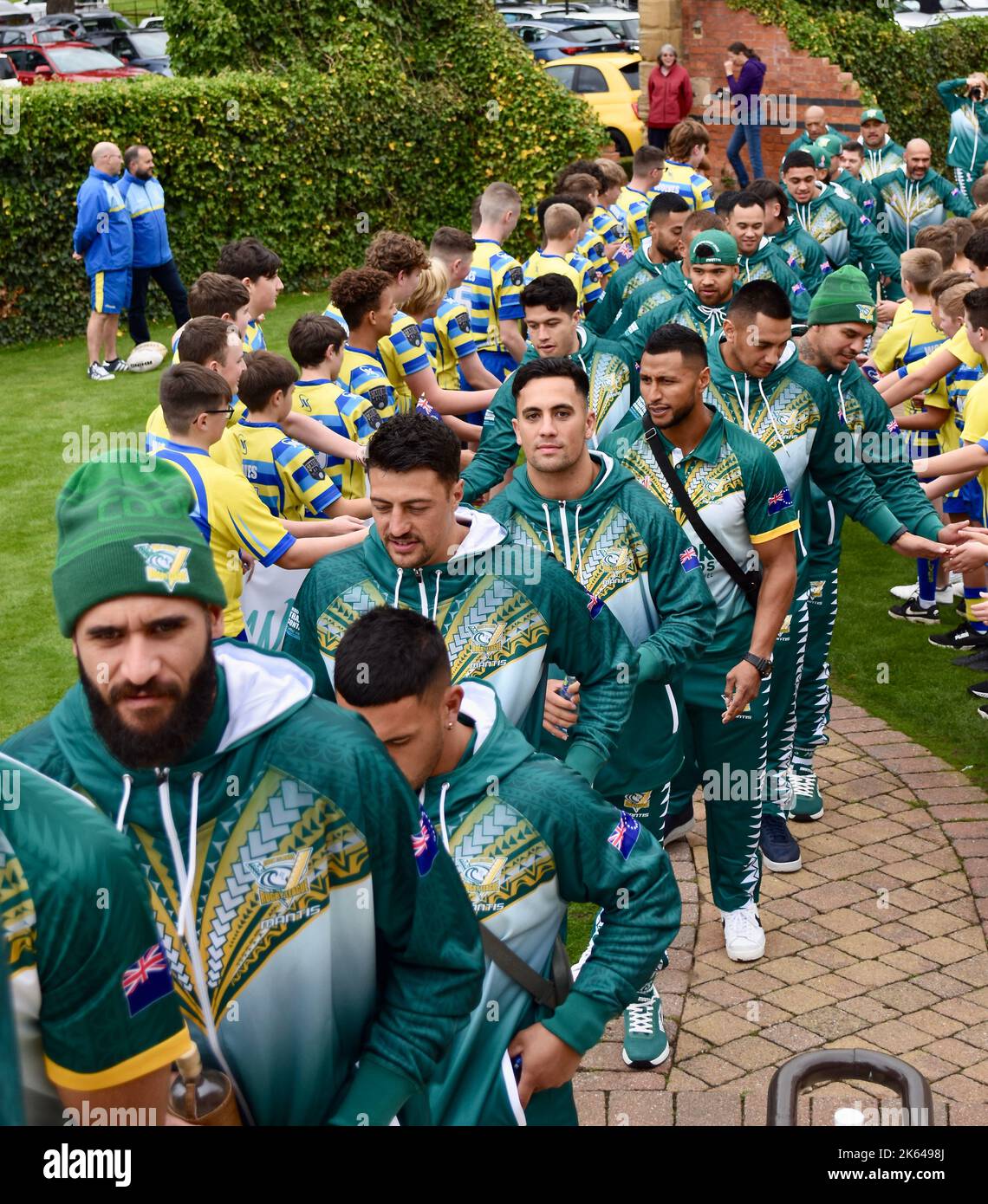 Darlington, UK. 11 Oct 2022. The Cook Islands men’s Rugby League World Cup team have arrived at ...