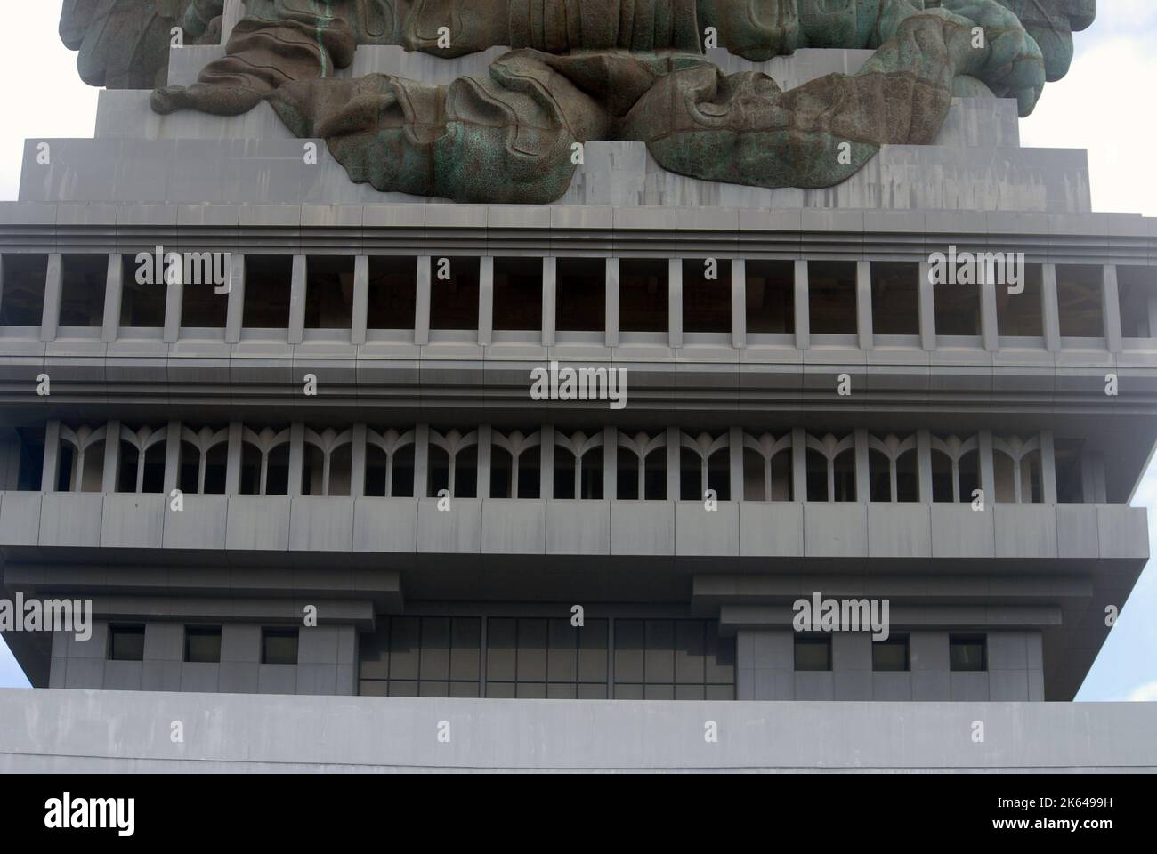 Detail of concrete building below the GWK statue at Garuda Wisnu ...
