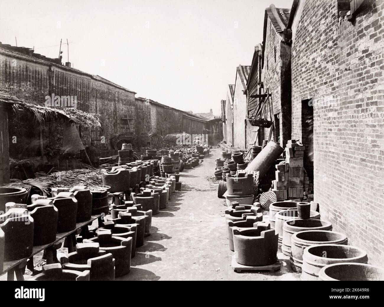 Vintage 19th century photograph: exection ground, Canton, Guagzhou ...