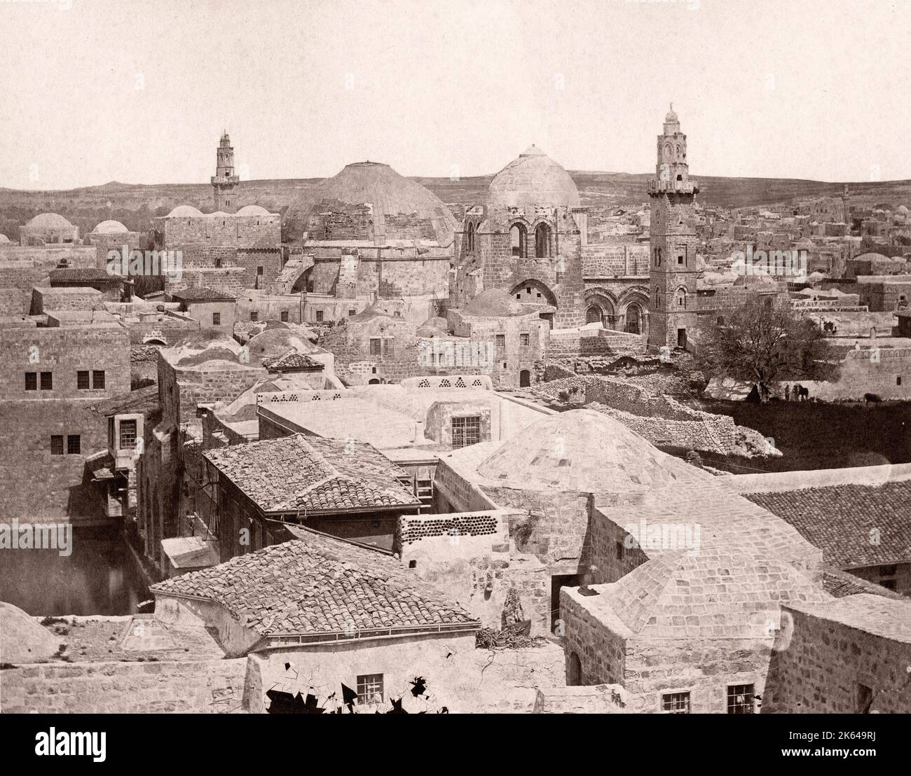 19th century vintage photograph - a view of Jerusalem, Palestine, Holy ...