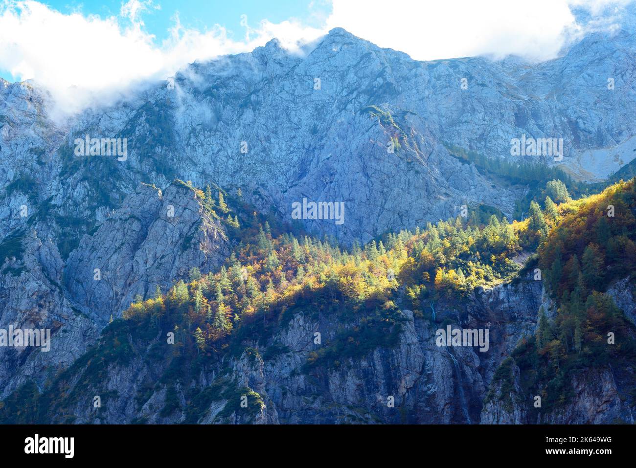 Mountain peaks in Logar valley, Logarska Dolina, Slovenia Stock Photo ...