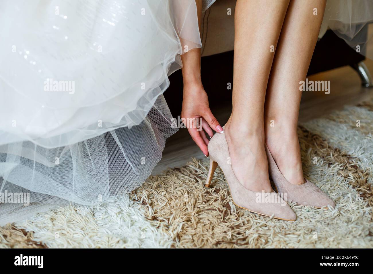 Bride Shoes Wedding Shoes on Wedding Day Stock Photo - Alamy