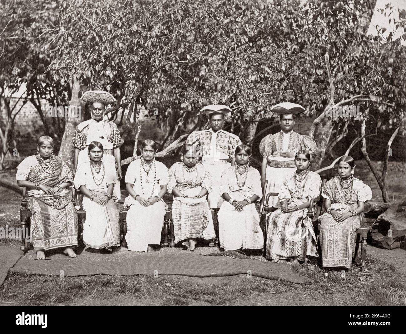 Group of chiefs and their wives, Kandy, Ceylon, Sri Lanka Stock Photo ...
