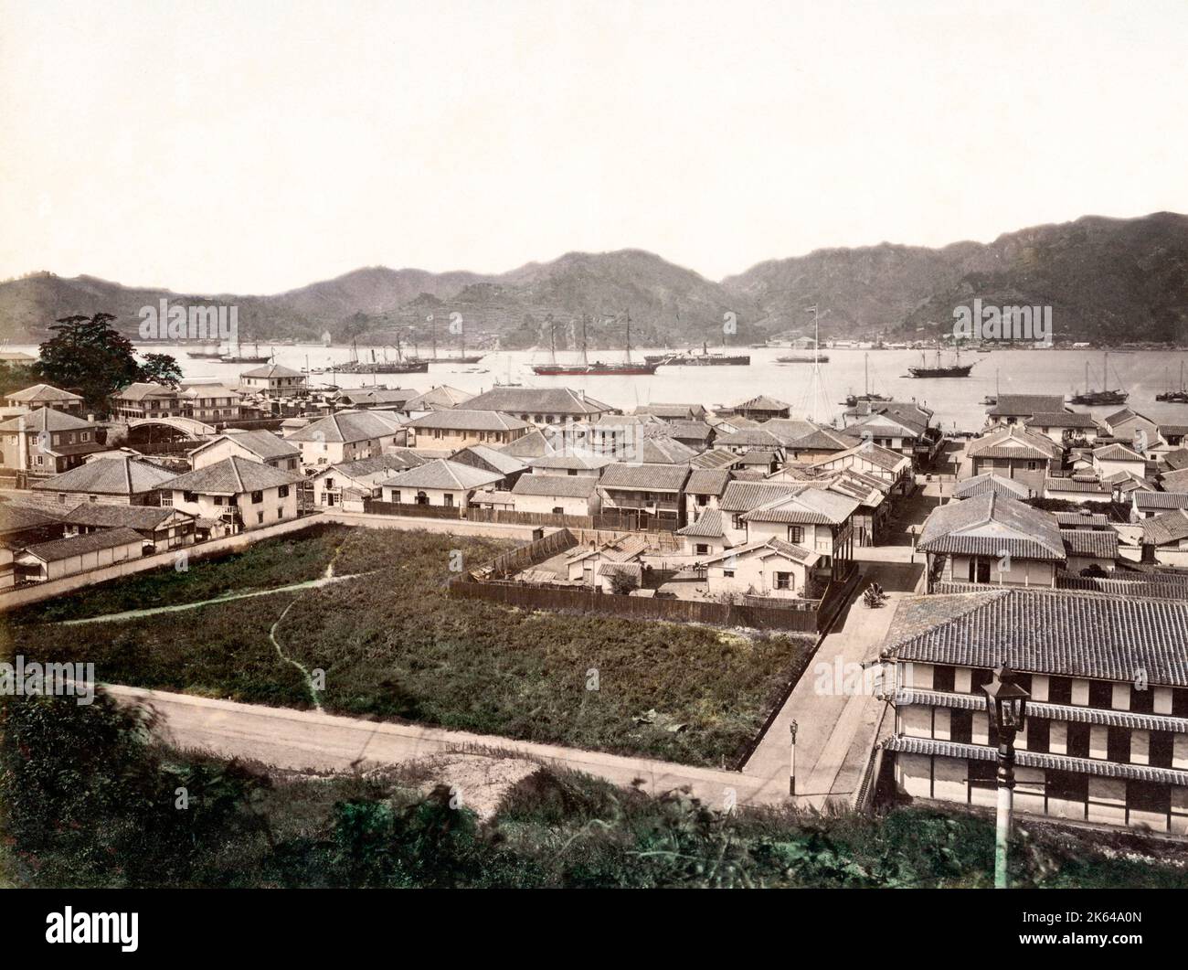 c. 1880s Japan - seafront at Nagasaki Stock Photo - Alamy