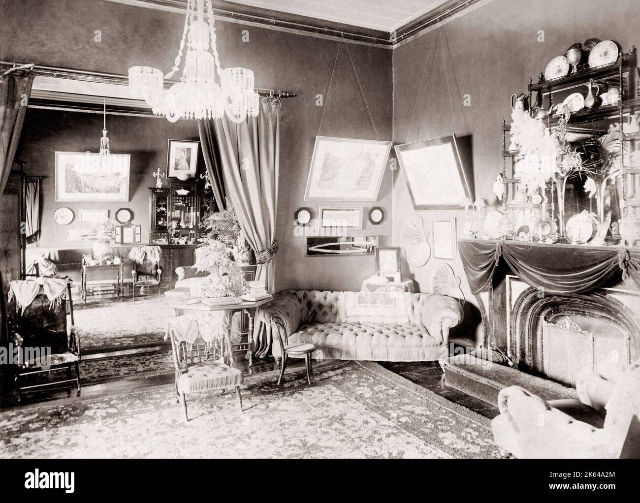 Interior of the viceregal lodge, Simla, Shimla, India, c.1880's Stock ...