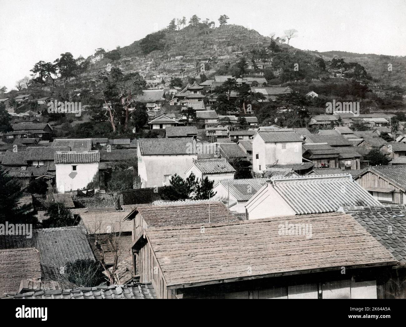 c.1880's Japan - rooftop view, possibly Nagasaki Stock Photo - Alamy