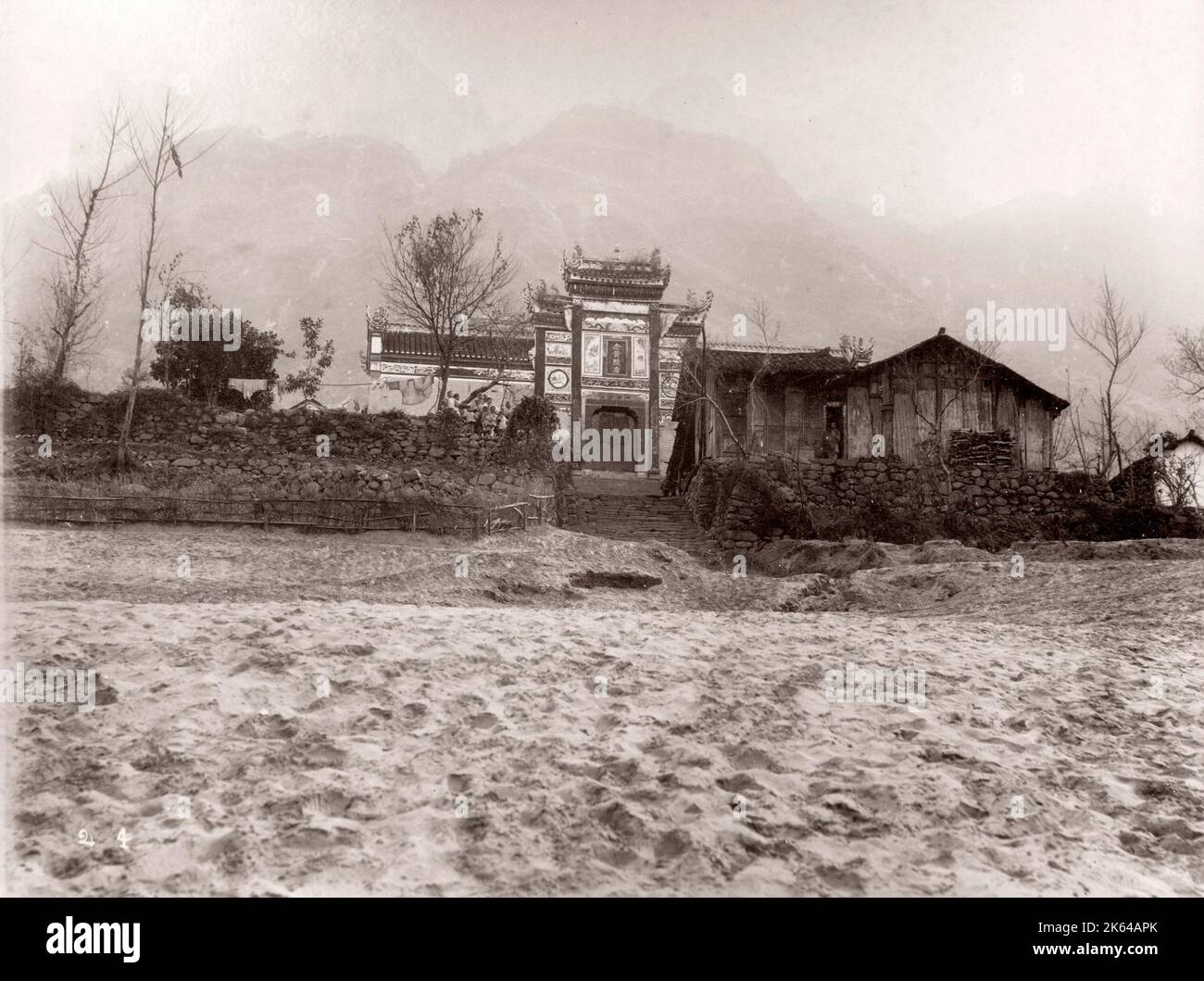 Vintage 19th century photograph China c.1880s - temple on Yangtze River ...
