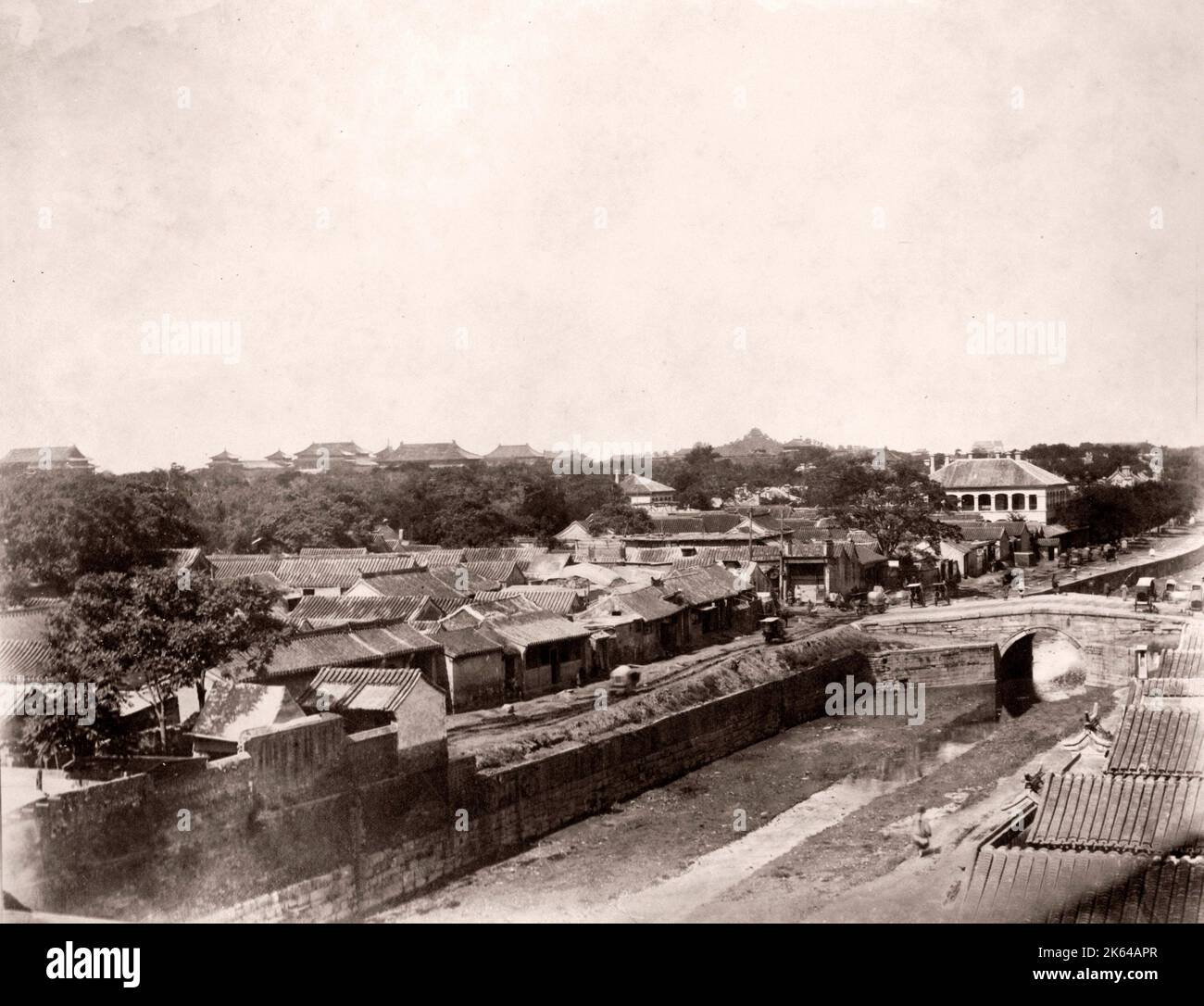 Vintage 19th century photograph China c.1880s - street and canal in ...