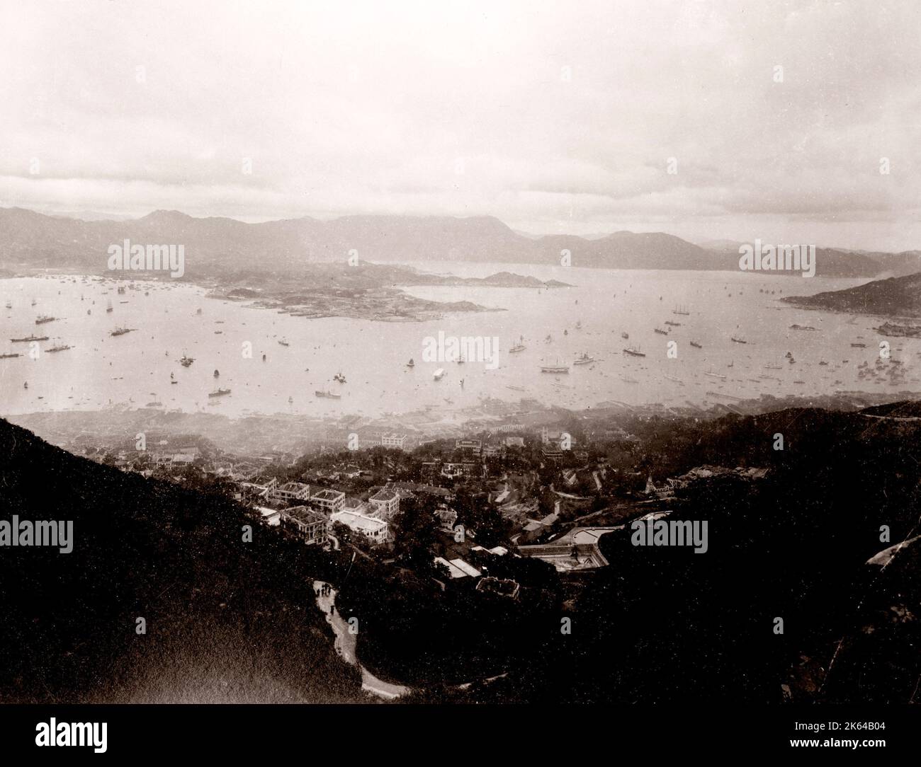 Vintage 19th century photograph China c.1880s - boats Hong Kong harbour ...