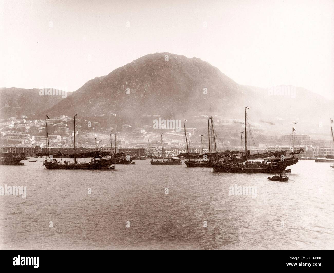Vintage 19th century photograph China c.1880s - boats Hong Kong harbour ...