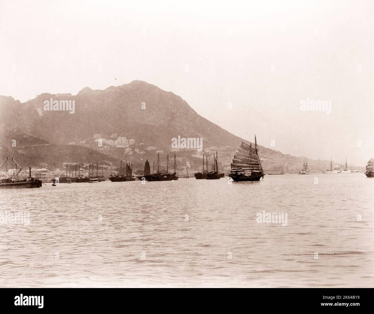 Vintage 19th century photograph China c.1880s - boats Hong Kong harbour ...