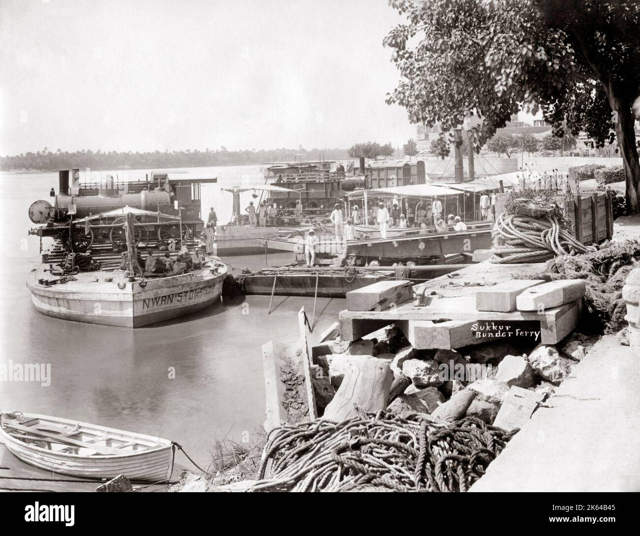 Ferry on the Indus river, Sukkur, India (Pakistan) .c1880's The ferry ...