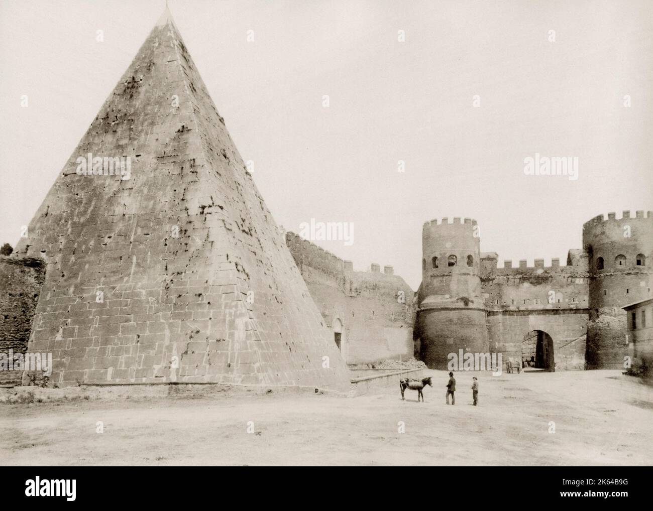 Vintage 19th century photograph: The Pyramid of Cestius is an ancient ...